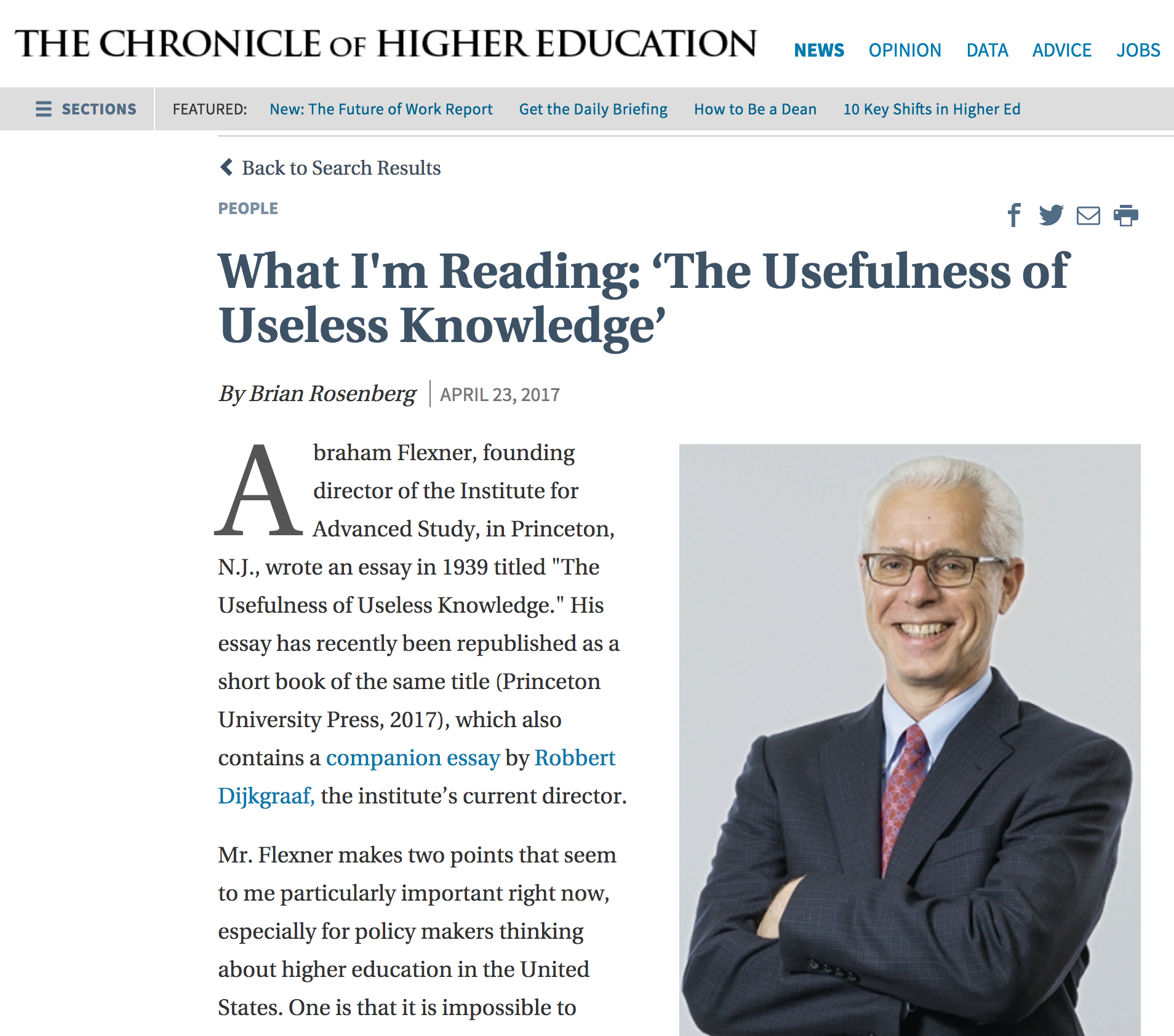 What I’m Reading: “The Usefulness of Useless Knowledge” - In the Media ...
